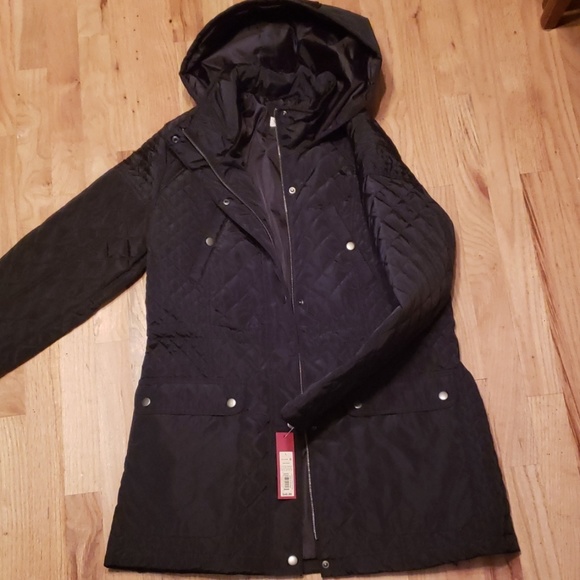 Merona | Jackets & Coats | Merona Womens Black Quilted Anorak Long ...